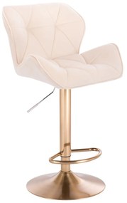 LuxuryForm DESIGN Barová židle MILANO VELUR na zlaté kulaté podstavě - krémová