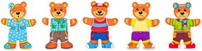 WOODY DŘEVO Šatní skříň Medvědí rodinka vkládací puzzle 54 dílků v boxu 90819