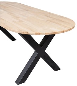 Oválný jídelní stůl tablo 220 x 90 cm nohy do tvaru x dubový MUZZA