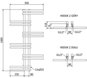 Mexen Jari koupelnový radiátor 1005 x 550 mm, 339 W, Černá - W115-1005-550-00-70