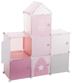 Dětská skříň s přihrádkami, 94,5 x 32 x 109 cm, růžová