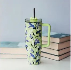 Quokka Nerezový termohrnek s brčkem Stream Matcha 950 ml