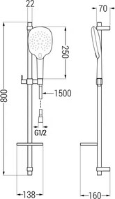 Mexen sprchový set DQ22, černá, 785224581-70