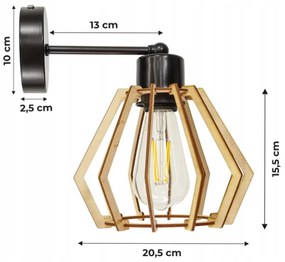Nástěnná lampa - kinkiet - E27 - DIAMANT - černá