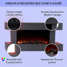 Klarstein Studio Light & Fire 1 Smart, elektrický krb, 1000/2000 W, MDF, WiFi Control