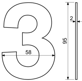 Domovní číslo "3", RN.95L, černá
