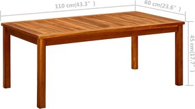 Zahradní konferenční stolek 110 x 60 x 45 cm masivní akácie 316401
