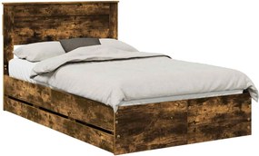 Rám postele s čelo Kouřový dub 135 x 190 cm Inženýrské dřevo 3409856