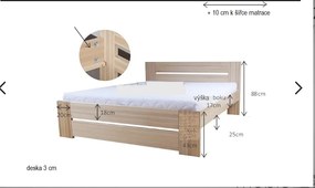 Via-nábytek Postel EMA masiv buk Povrchová úprava postele: Mooení odstín ooech Rozměry postele: 180 x 200