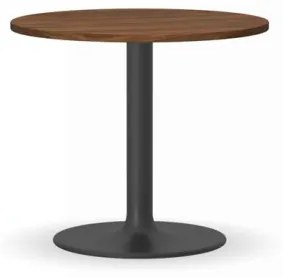 Konferenční stolek ZEUS II, průměr 600 mm, černá podnož, deska ořech