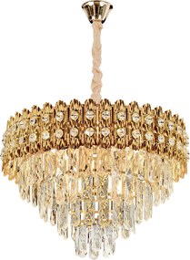 Toolight Toolight, křišťálové závěsné svítidlo 60cm, 8xE14, G058-CP, zlatá, OSW-08992