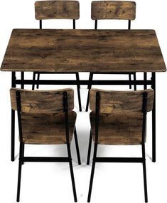 Jídelní set CORTINA 1+4 - old wood 2 / černé kovové nohy