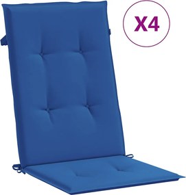 Podušky na židli vysoké opěradlo 4ks královsky modré 120x50x3cm 314117