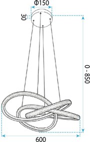 Toolight Rea, ZÁVĚSNÁ STROPNÍ LAMPA G153-CP GOLD, OSW-07826