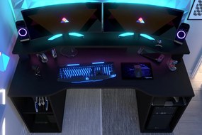 Aldo Herní počítačový stůl s regály Level, Gaming black