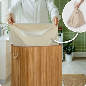 Bambusový proutěný koš na prádlo s víkem 150 l Massido ekologický úložný box
