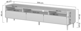 TV stolek Elivo 200 cm na nožkách - eukalyptus / dub baltic dune