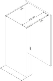 Mexen Kioto, průchozí sprchová zástěna 130 x 200 cm, 8mm sklo čiré/černý vzor, 2x černá stabilizační rozpěra, 800-130-002-70-77