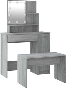 Toaletní stolek sada s LED šedý sonoma kompozitní dřevo 3114121