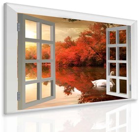 Malvis ® 3D obraz Labuť za oknem Velikost: 150x130 cm