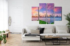 Vícedílný obraz Panorama Miami Při Západu Slunce Nedostatek Nedostatek Přírodní plátno 80x60