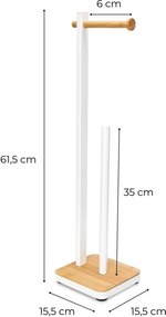 Erga Gasa, držák na toaletní papír se zásobníkem na postavení 62cm, bílá-přírodní hnědá, ERG-YKA-P.GASA-WHT