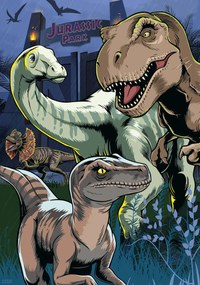 DINO Puzzle XL Jurský Svět 100 dílků neon skládačka 33x47cm svítí ve tmě dn394209