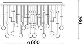 Ideal Lux-LED Křišťálové stropní svítidlo MOONLIGHT 12xG9/3W/230V pr.60 cm zlatá
