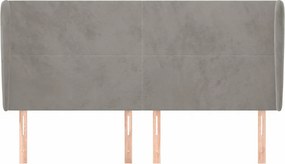 Čelo postele typu ušák světle šedé 203x23x118/128 cm samet 3117742