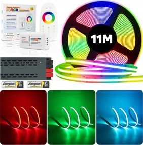 Set 11M Led pásek Cob Rgb 840 diod 15W 24V s dálkovým ovládáním a napájecím zdrojem