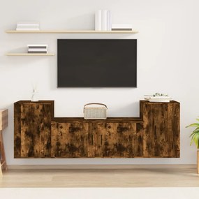 3dílný set TV skříněk kouřový dub kompozitní dřevo 3188515