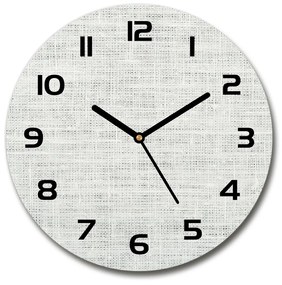 Wallmuralia Skleněné hodiny kulaté Lněné bílé plátno fi 30 cm