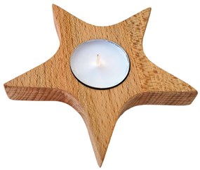 Svícen na 1 čajovou svíčku Dřevo: Buk, Tvar: Hvězda