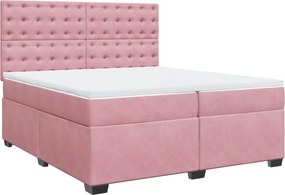 Box spring postel s matrací růžová 200x200 cm samet 3291019