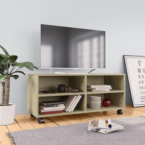 TV stolek s kolečky dub sonoma 90 x 35 x 35 cm dřevotříska - Default Title
