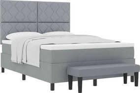 Postel s boxspringem s čelo Světle šedá 160 x 200 cm textil 3344156