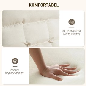 HOMCOM Houpací křeslo s opěrkou, nastavitelný podnožník, ušák, čalouněný relaxační křeslo s vzhledem lnu, houpací křeslo, čtecí křeslo do obývacího p…
