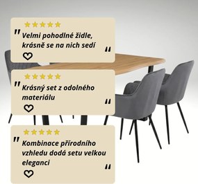 Vikio Jídelní set pro 4 osoby 160x90 cm dub noha U šedá židle s područkami VJS166-4S