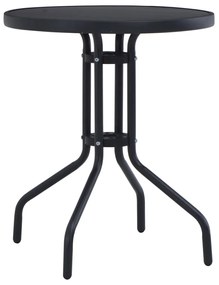 Zahradní stolek černý 80 cm ocel a sklo - Default Title