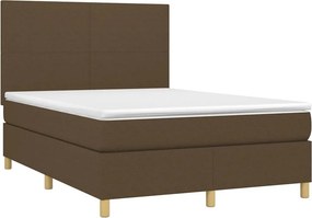 Box spring postel s matrací a LED tmavě hnědá 140x190 cm textil 3135272
