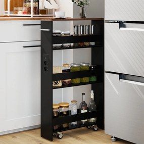 Costway 13 cm tenký úložný vozík s nabíjecí stanicí 4patrový pojízdný kuchyňský