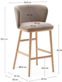 Světle hnědá barová židle (výška sedáku 65 cm) Ciselia – Kave Home
