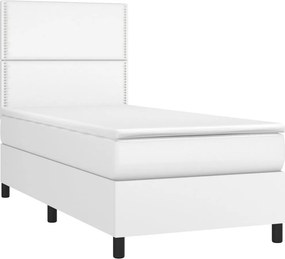 Box spring postel s matrací bílá 100x200 cm umělá kůže 3142768