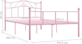 Rám postele růžový kov 140 x 200 cm 284540
