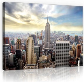 Obraz 80x60 Mrakodrapy v mlze – Urbanistický dech New Yorku