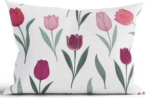 MK Lůžkoviny Bavlněný povlak na polštář Renforcé 40 x 60 cm - Květy tulipánů fialové