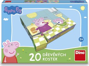 Dřevěné kostky dino peppa pig: veselý den
