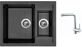 Set Sinks CRYSTAL 615.1 Metalblack + baterie Sinks MIX 3 chrom