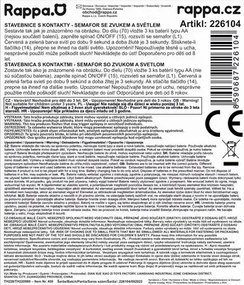 RAPPA Semafor na sestavení se světlem / Vzdělávací stavebnice / 3x bat