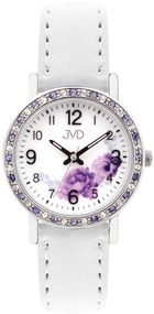 JVD Dětské dívčí bílé náramkové hodinky s květinovým vzorem JVD J7207.7